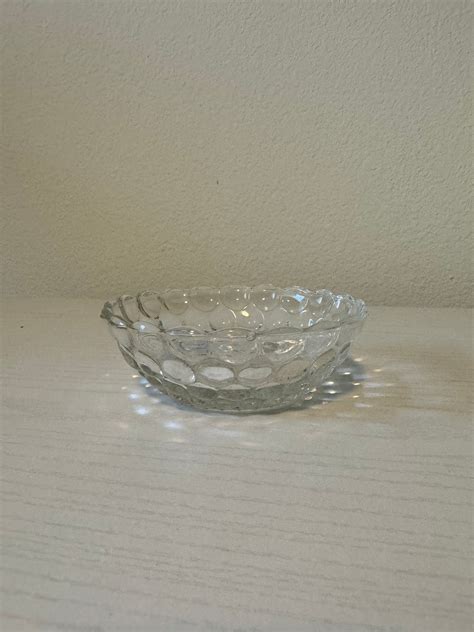 Vintage Clear Bubble Glass Dish Etsy