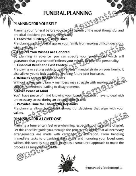 Funeral Planning Checklist Printable Funeral Planning Checklist