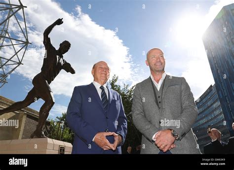 Alan Shearer Next To A Newly Unveiled Statue Of Himself Alongside