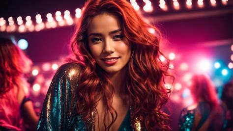 Portrait Of A Beautiful Girl At A Disco Premium Ai Generated Image