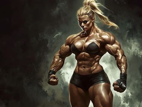 Powerful Female Bodybuilder A Digital Painting Of Strength And