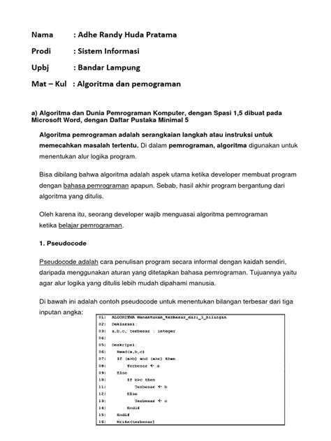 Tugas 1 Algoritma Pemograman Pdf