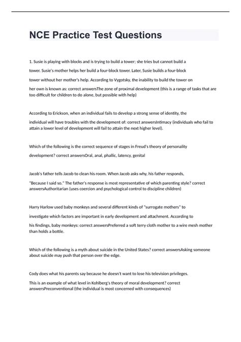 Nce Practice Test Questions With 100 Correct Answers 2024 Nce Practice Te Stuvia Us