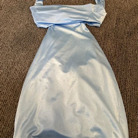 Kimora Cutout Satin Bodycon Dress In Blue Worn Once Depop