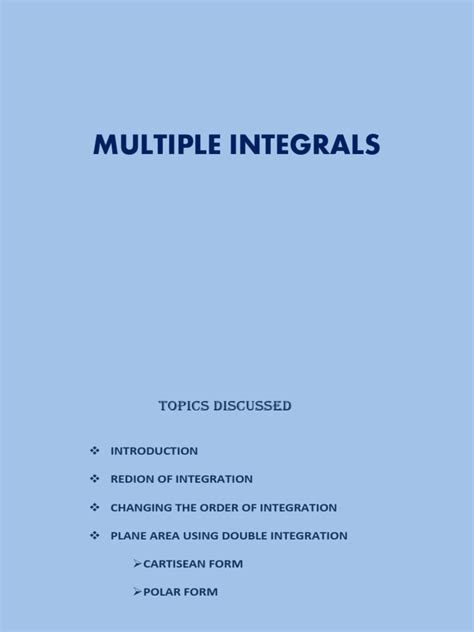 Multiple Integrals Pdf Integral Function Mathematics