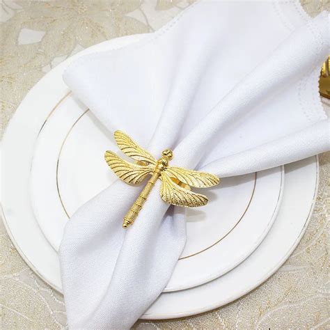 Golden Dragonfly Napkin Rings Set Of 4 Exquisite Table