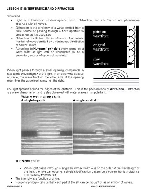 Diffraction Lesson 17 Interference And Diffraction Pdf
