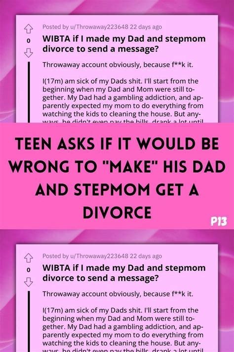 Teen Asks If It Would Be Wrong To Make His Dad And Stepmom Get A