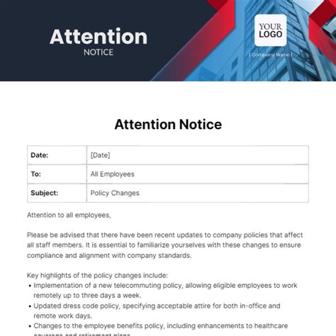 Free Attention Notice Template To Edit Online