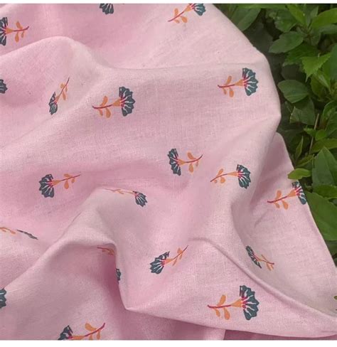 Floral Linen Fabric Light Pink Summer Dress Material 55 Wide Etsy