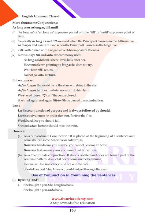 Class 8 English Grammar Chapter 11 Conjunctions For Session 2025 26