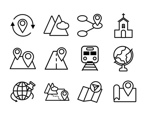 bundle of map line icons 2590855 vector art at vecteezy