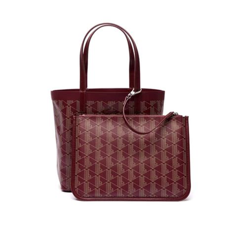 Jual Lacoste Zely Coated Canvas Monogram Small Tote Black Kota