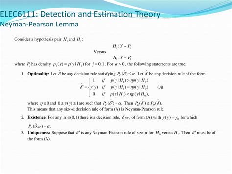 Ppt Elec6111 Detection And Estimation Theory Minimax Hypothesis