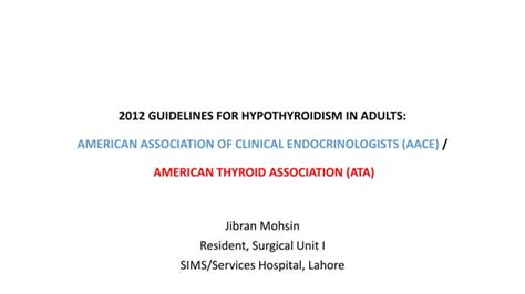 2012 Clinical Practice Guidelines For Hypothyroidism In Adults