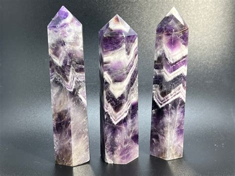 4 Inch Natural Chevron Amethyst Tower Point Obelisk Crystal Etsy