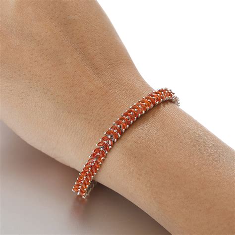 Crimson Fire Opal Bracelet In Rhodium Overlay Sterling Silver