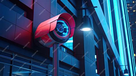 Premium Ai Image Cctv Camera On Facade Of Building Public Safety Ai Generated