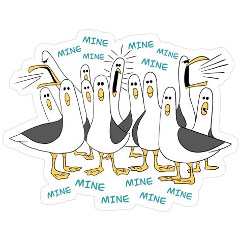 Mine Seagulls Sticker Finding Nemo Stickers Finding Nemo Card Illustration