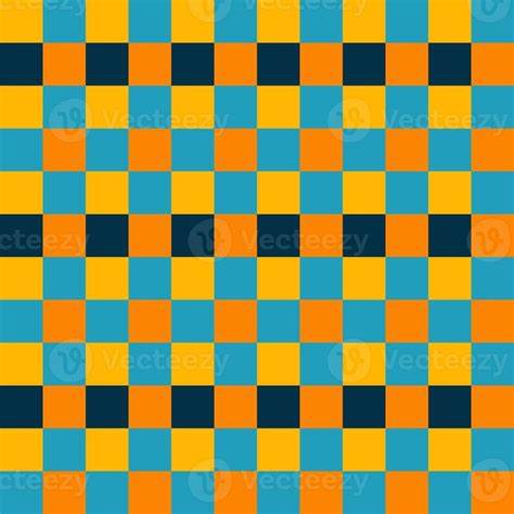 Yellow Orange Blue Black Seamless French Checkered Pattern Colorful