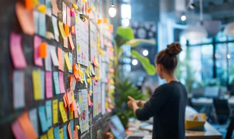 Creative Brainstorming Session With Colorful Sticky Notes On Office Wall Premium Ai Generated