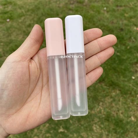 Jancy Pack หลอดลิปทินท์ พลาสติกใส ทรงสี่เหลี่ยม สีขาว สีชมพู พร้อมจุก