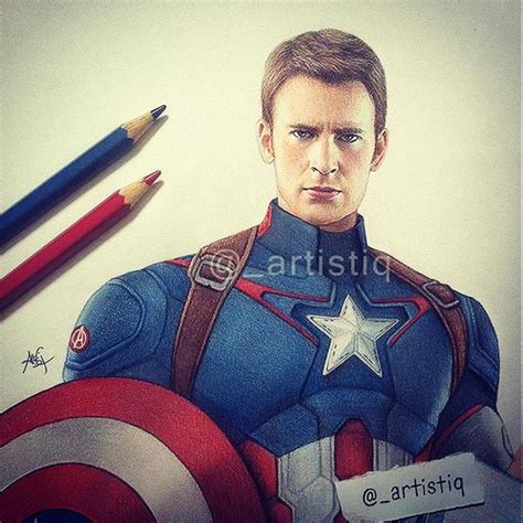 Captain America Chris Evans By Artistiq Captain America Drawing