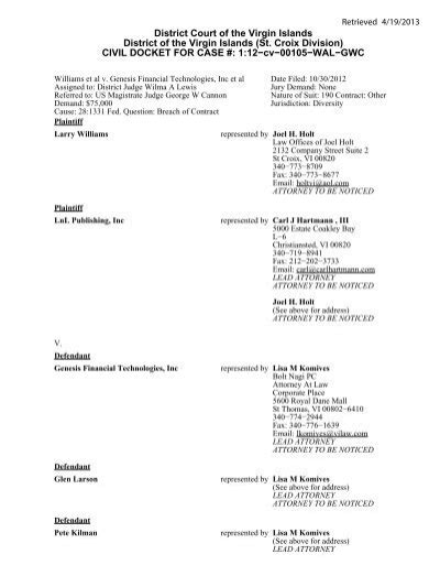 11 Court Docket Sheet Federal Litigation