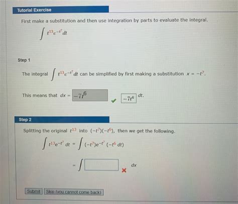 Solved Tutorial Exercise First Make A Substitution And Then