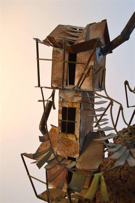 Brutalist Steel And Stone Sculpture Of House At 1stdibs