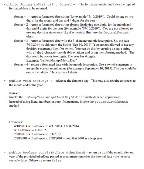 Solved Public String Tostringint Format The Format