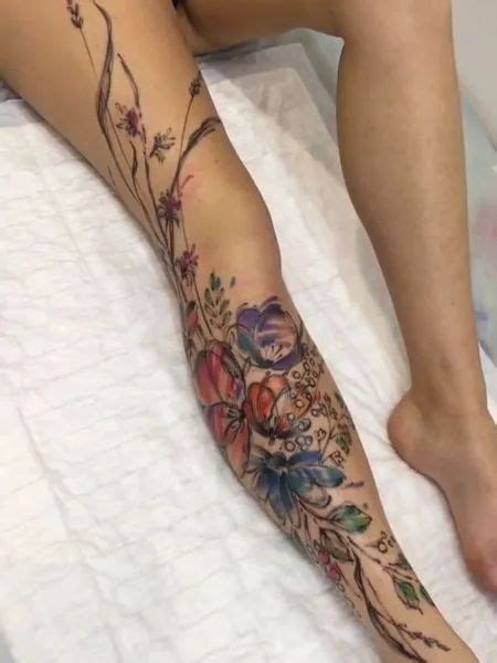 Flower Leg Tattoo Leg Tattoos Women Body Art Tattoos Tattoos
