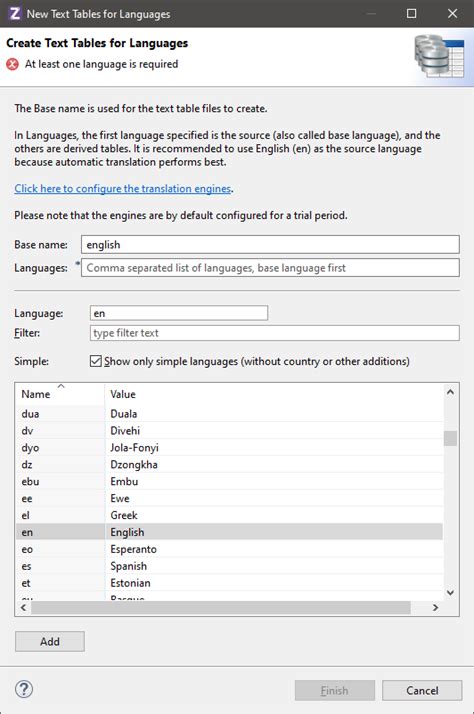 Multi Language Text Table Example Iizi