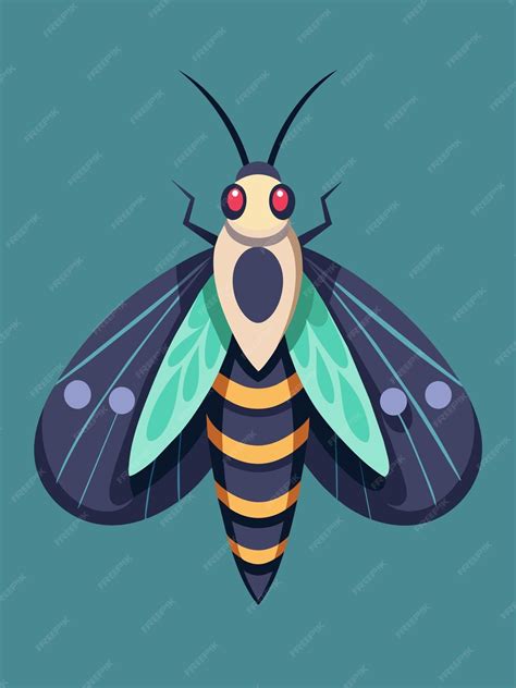 Premium Vector A Cartoon Of A Moth With A Red Eyes And A Green Background