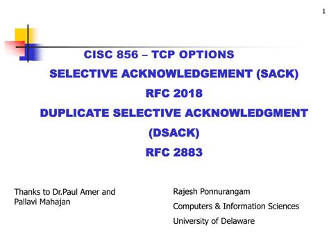 ppt selective acknowledgement sack rfc 2018 duplicate selective