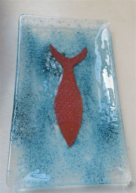 Fused Glass Copper Fish Platter By Amanda Pullin Uk
