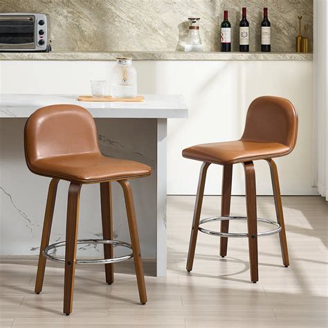 Swivel Bar Stools Set Of 2 26 Counter Height Upholstered Pu Leather