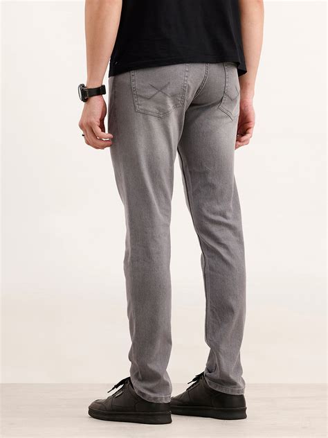 Solid Slim Fit Denim Jeans Grey Wrogn