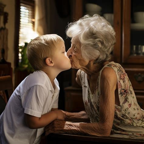 Premium Photo Photo Medium Shot Grandson Kissing Grandmother