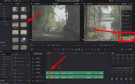 how to davinci resolve to insert a clip between 2 existing clips