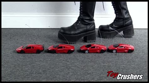 4 Red Cars Crushing Toy Crushers Clips4sale