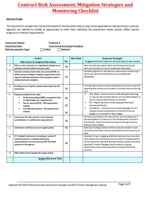 Contract Risk Assesment Pdf Insurance Risk