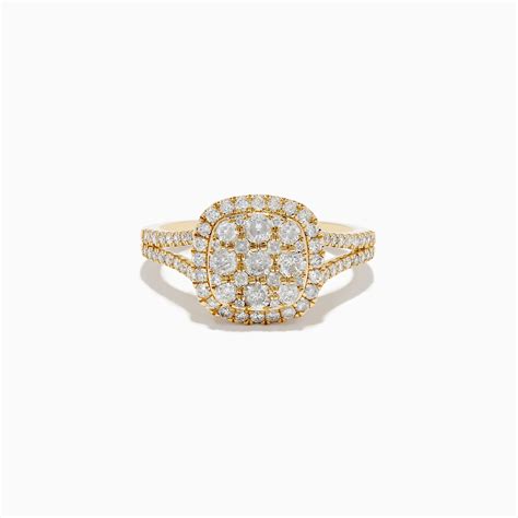 Pave Classica 14k Yellow Gold Square Diamond Ring 0 97 Tcw