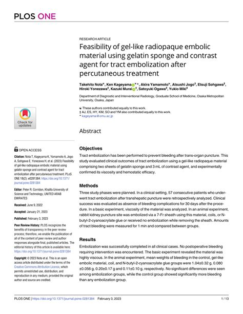 Pdf Feasibility Of Gel Like Radiopaque Embolic Material Using Gelatin