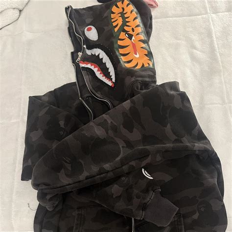Black Bape Zip Up Hoodie Authentic Comfy Inside Very Depop