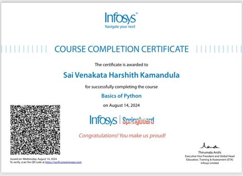 Python Programming Learning Certification Infosys Techskills