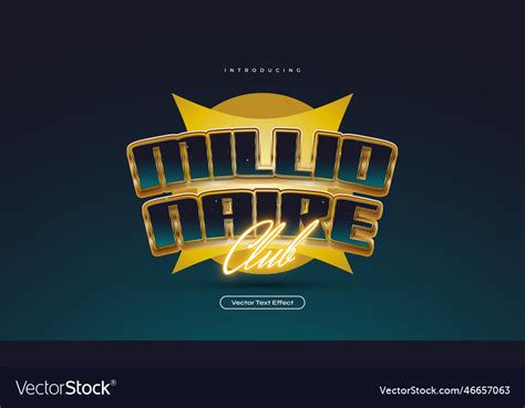 Millionaire Text Style With 3d And Neon Effect Vector Image