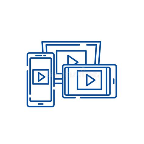 Adaptive Video Design Line Icon Concept Adaptive Video Design Flat