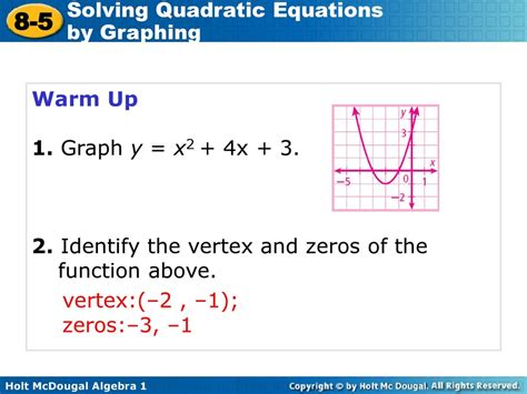 Solving Quadratic Equations By Graphing Ppt Download