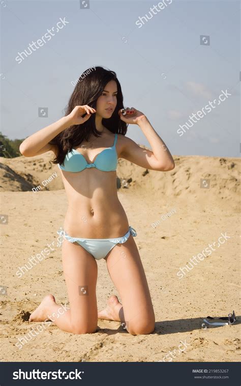 Photo De Stock Sexual Girl Bikini Relaxing On Sandy 219853267